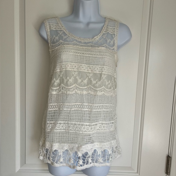 Xhilaration | Tops | Xhileration Lacy Crochet Cream Colored Tank Top ...